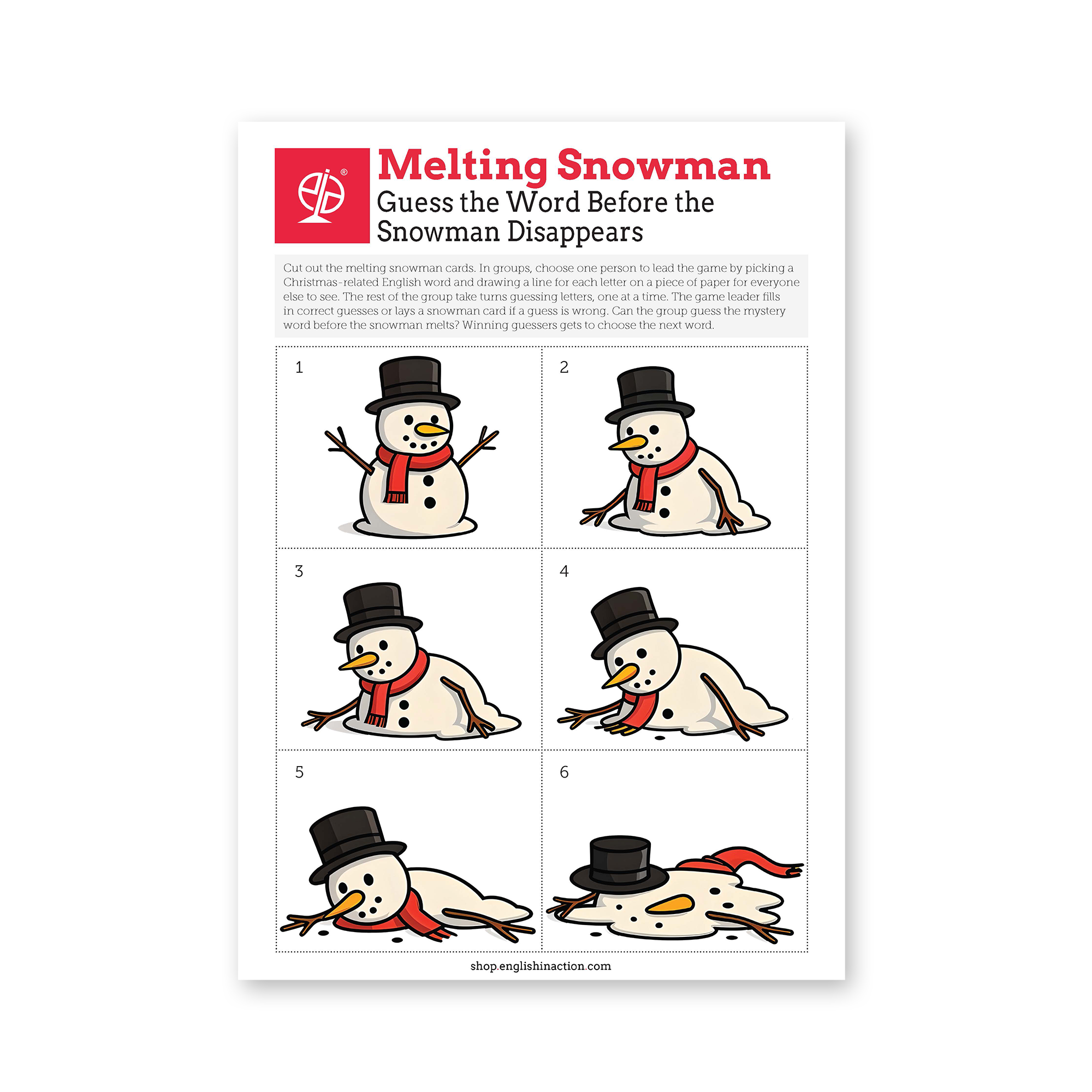 Melting Snowman | Christmas EFL Word Guessing Game – EiA Shop