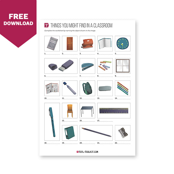 Classroom Objects | EFL Worksheet | TEFL Toolkit – EiA Shop