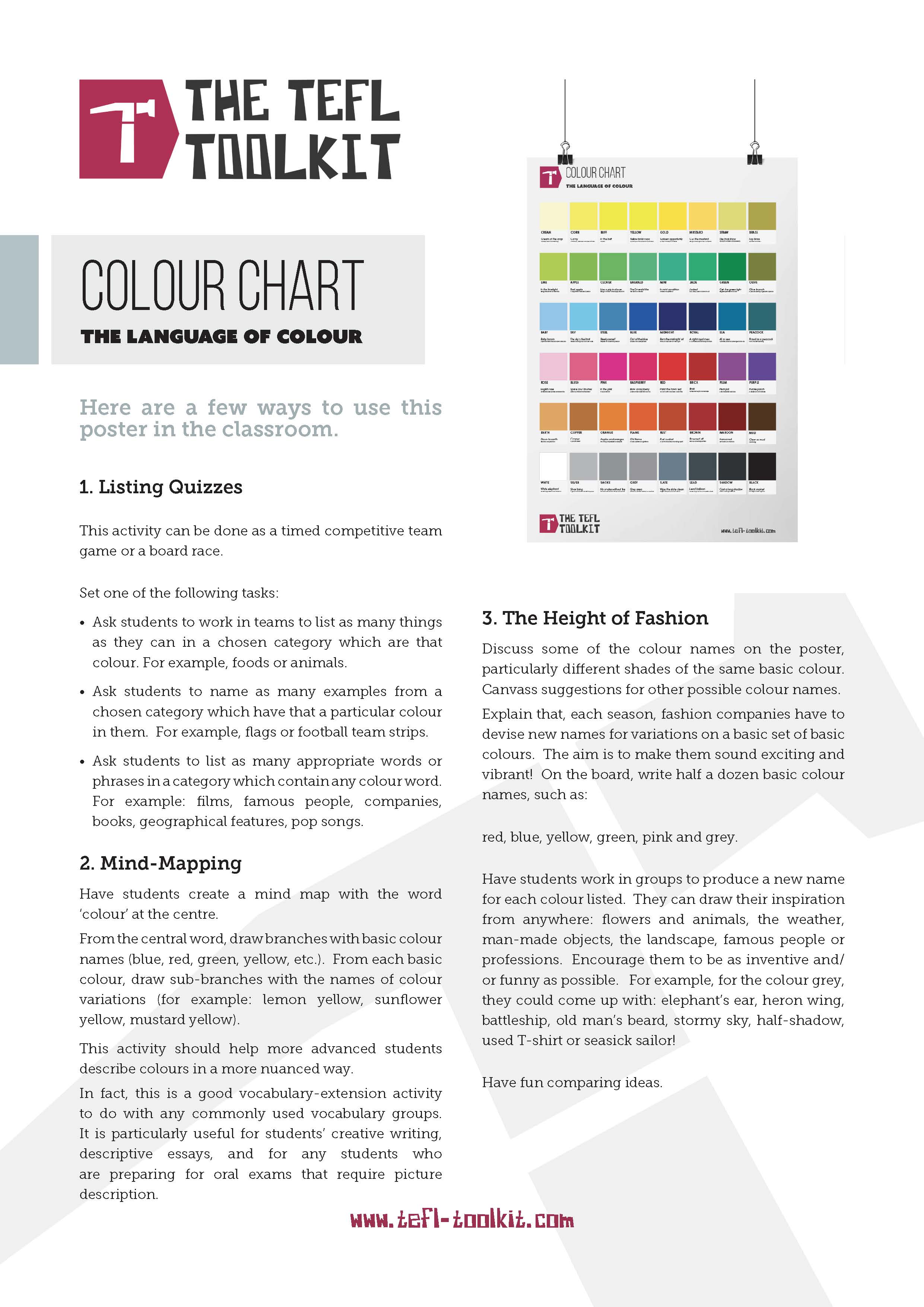 English Colour Chart | EFL Classroom Poster – EiA Shop