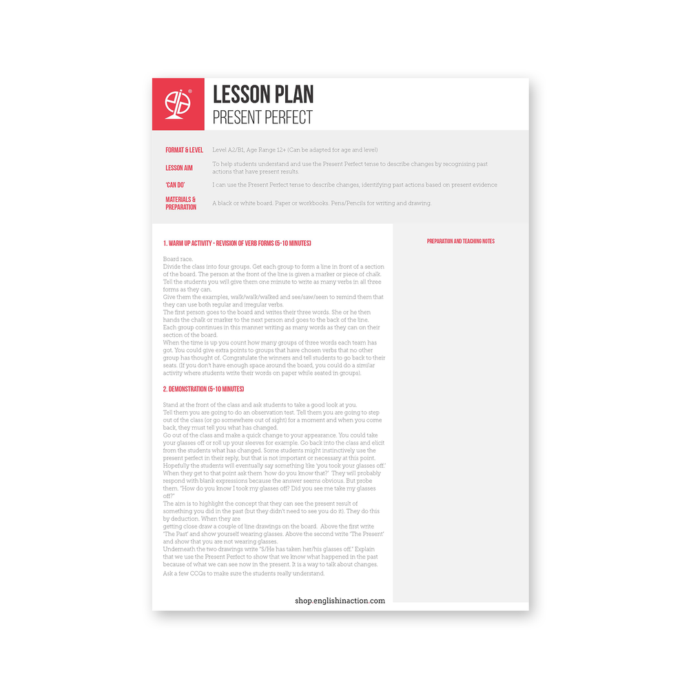 Present Perfect | ESL Grammar Lesson Plan for A2–B1 Learners – EiA Shop