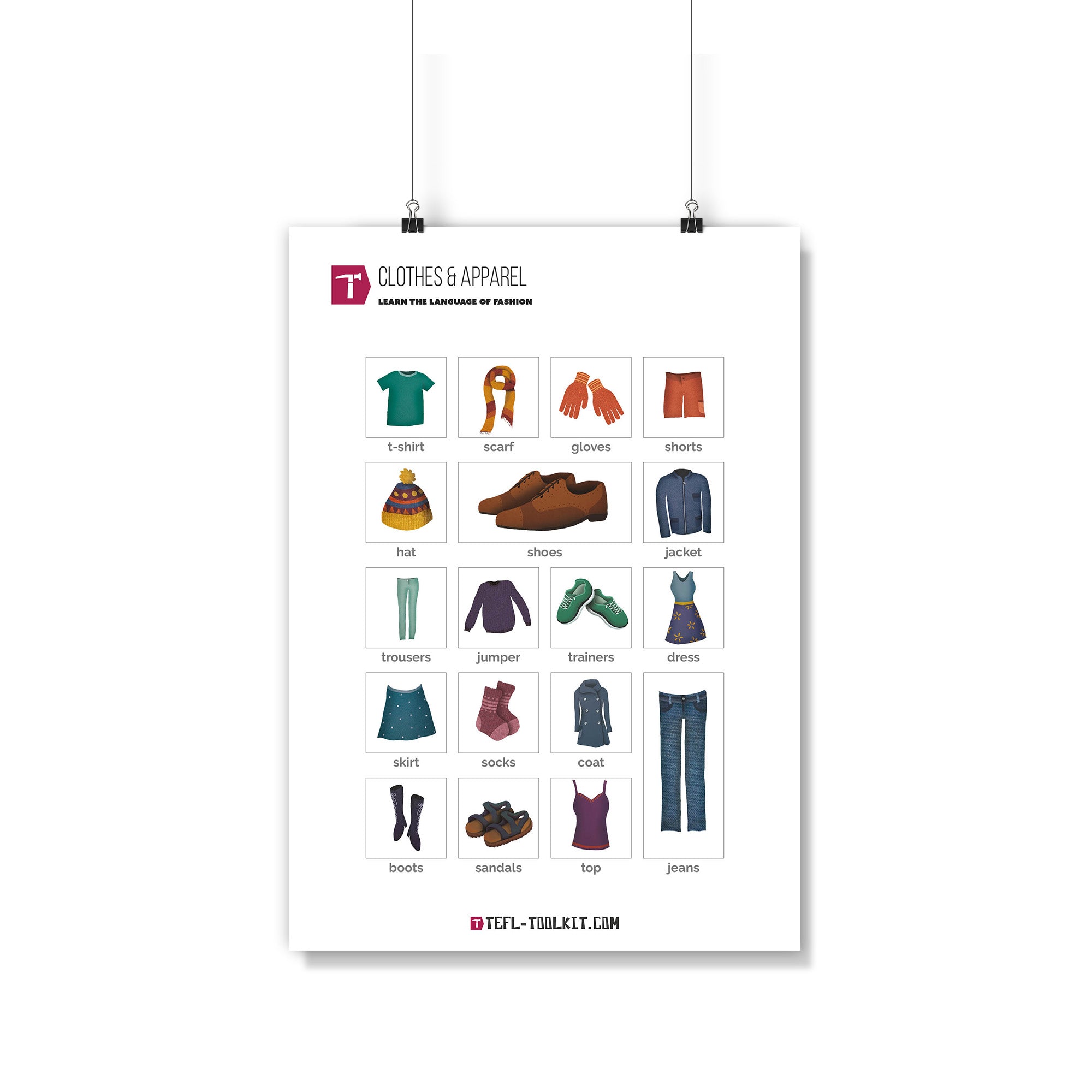 Clothes and Apparel | EFL Classroom Poster – EiA Shop