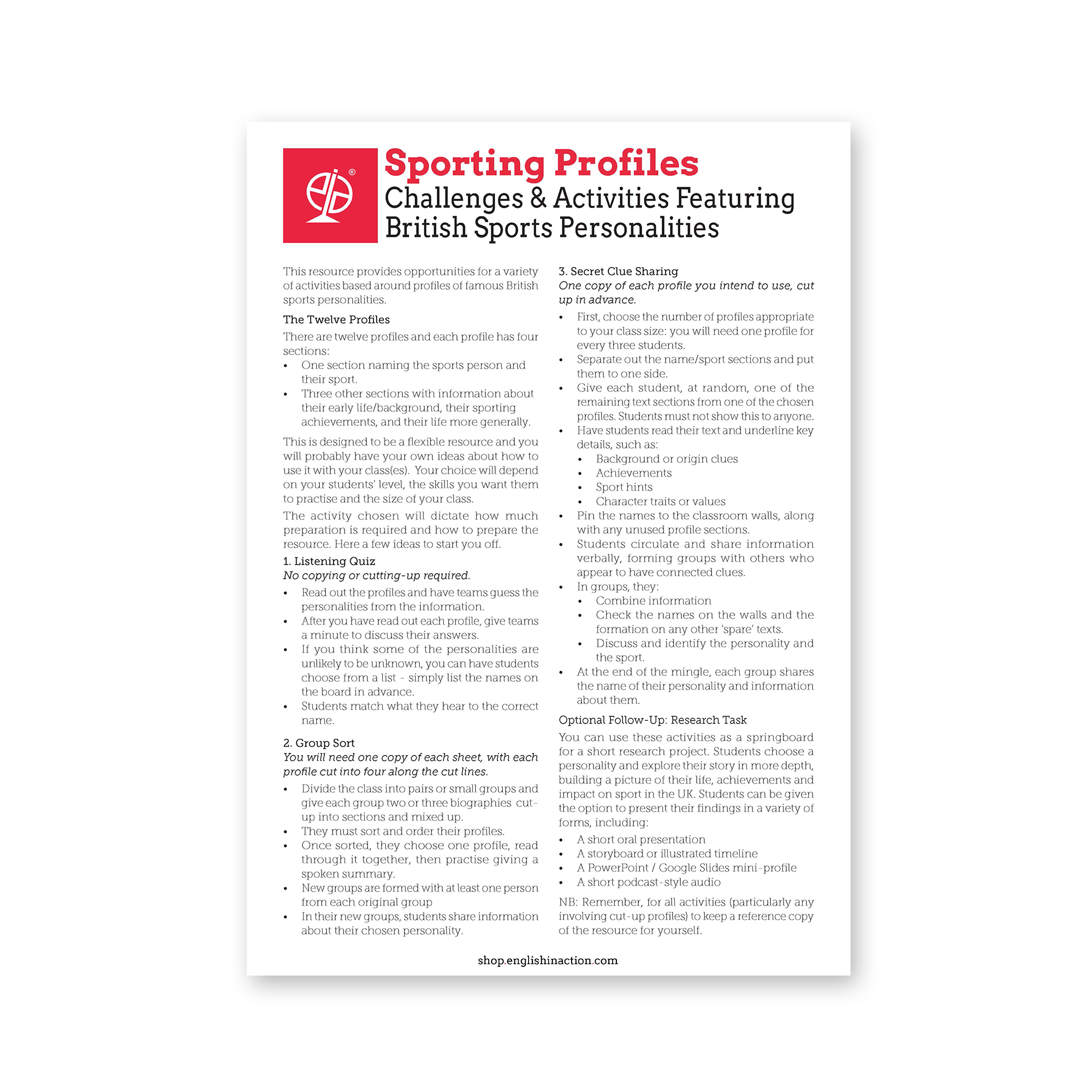 Sporting Profiles | British Athletes Biography Cards and Classroom Ide ...