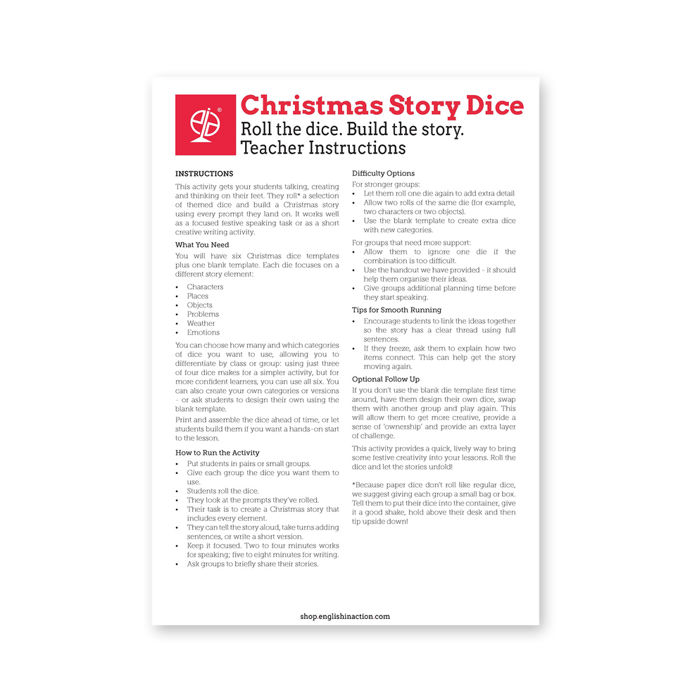 Christmas Story Dice | Creative EFL Storytelling Activity – EiA Shop